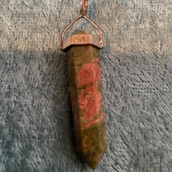 925 silver | Jewelry | Vintage Pink And Green Healing Crystal Pointed ...
